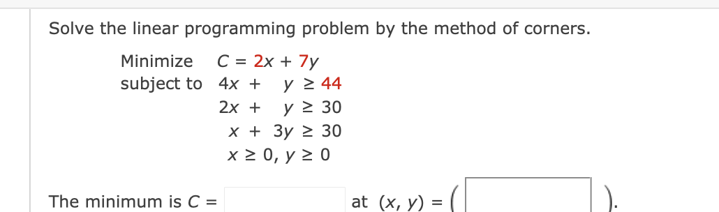 Solved Solve the linear programming problem by the method of | Chegg.com