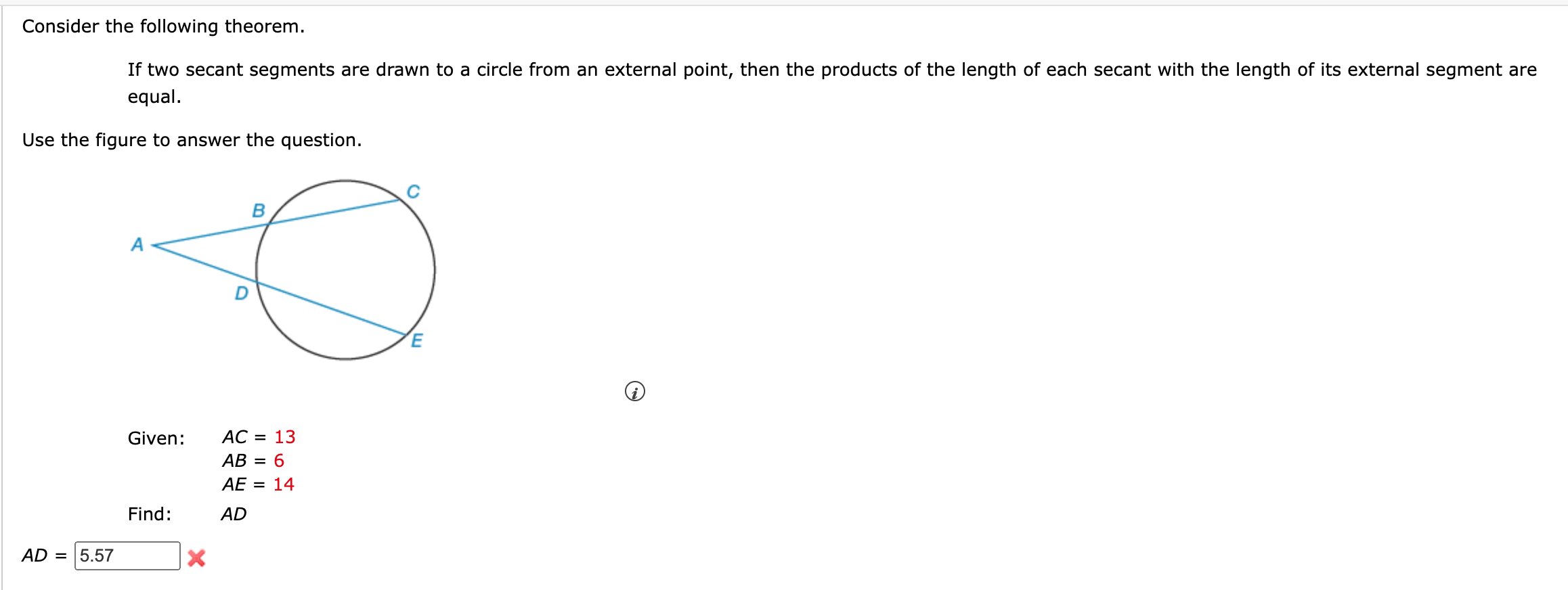Solved Consider The Following Theorem If Two Secant