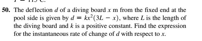 Solved 50. The deflection d of a diving board x m from the | Chegg.com