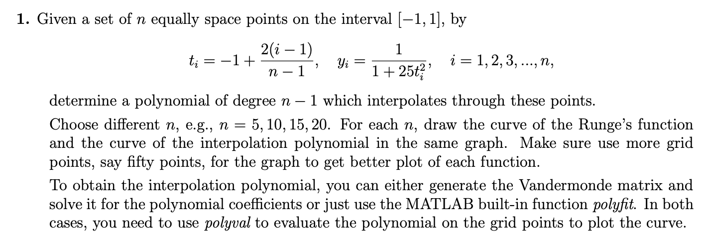2 1. Given a set of n equally space points on the | Chegg.com