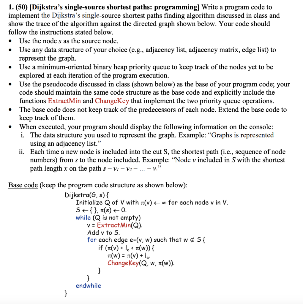 Solved 1. (50) [Dijkstra's single-source shortest paths: | Chegg.com
