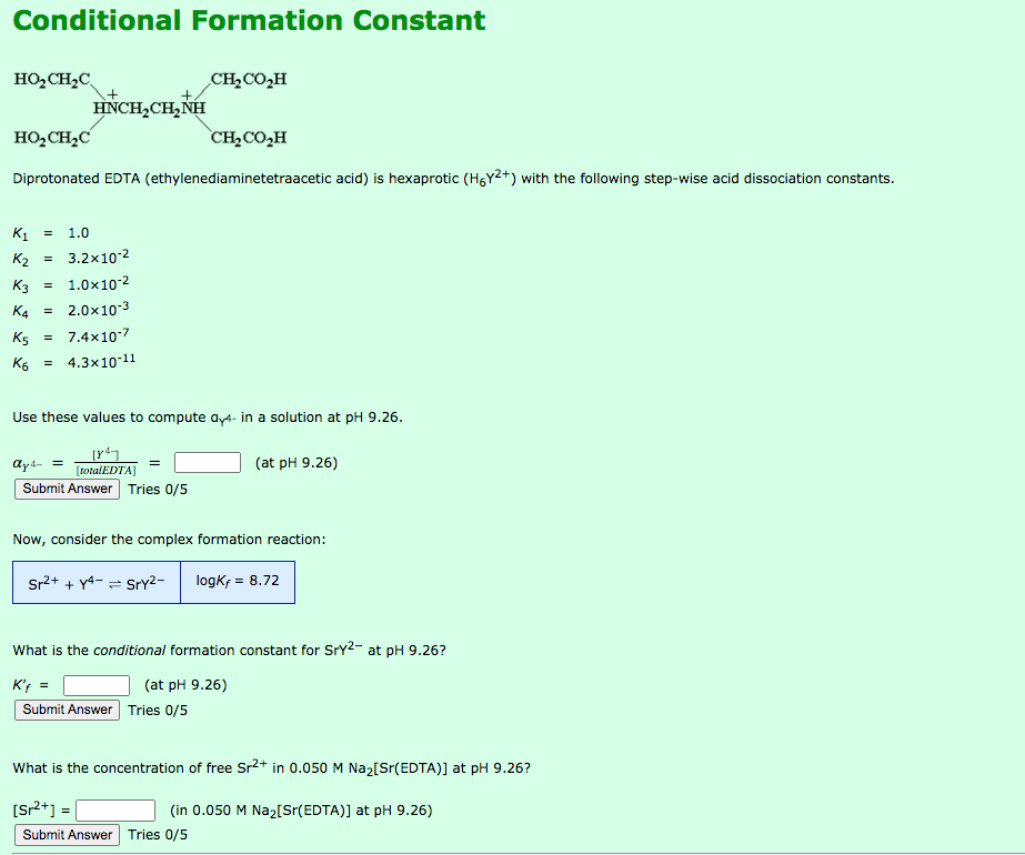 Conditional Formation Constant HO2CH2C CH,CO2H | Chegg.com