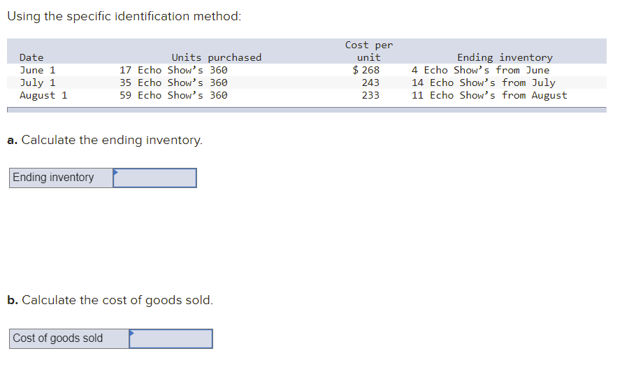 Solved Using the specific identification method: Date June 1 | Chegg.com