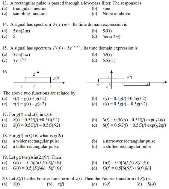 Solved 13. A rectangular pulse is passed through a low-pass | Chegg.com