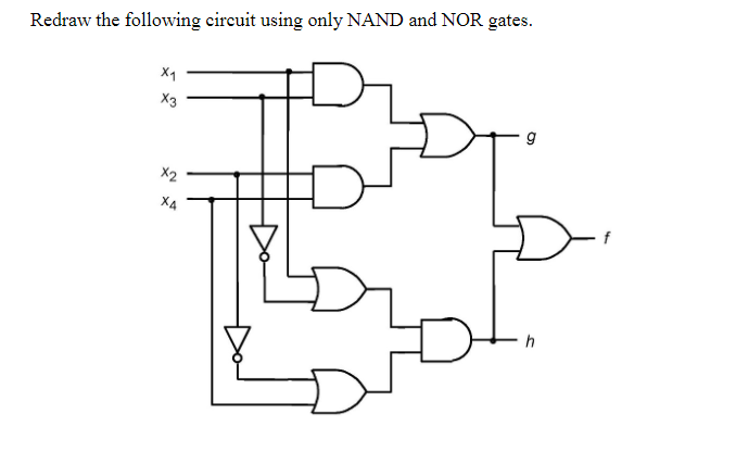 Solved Redraw the following circuit using only NAND and NOR | Chegg.com