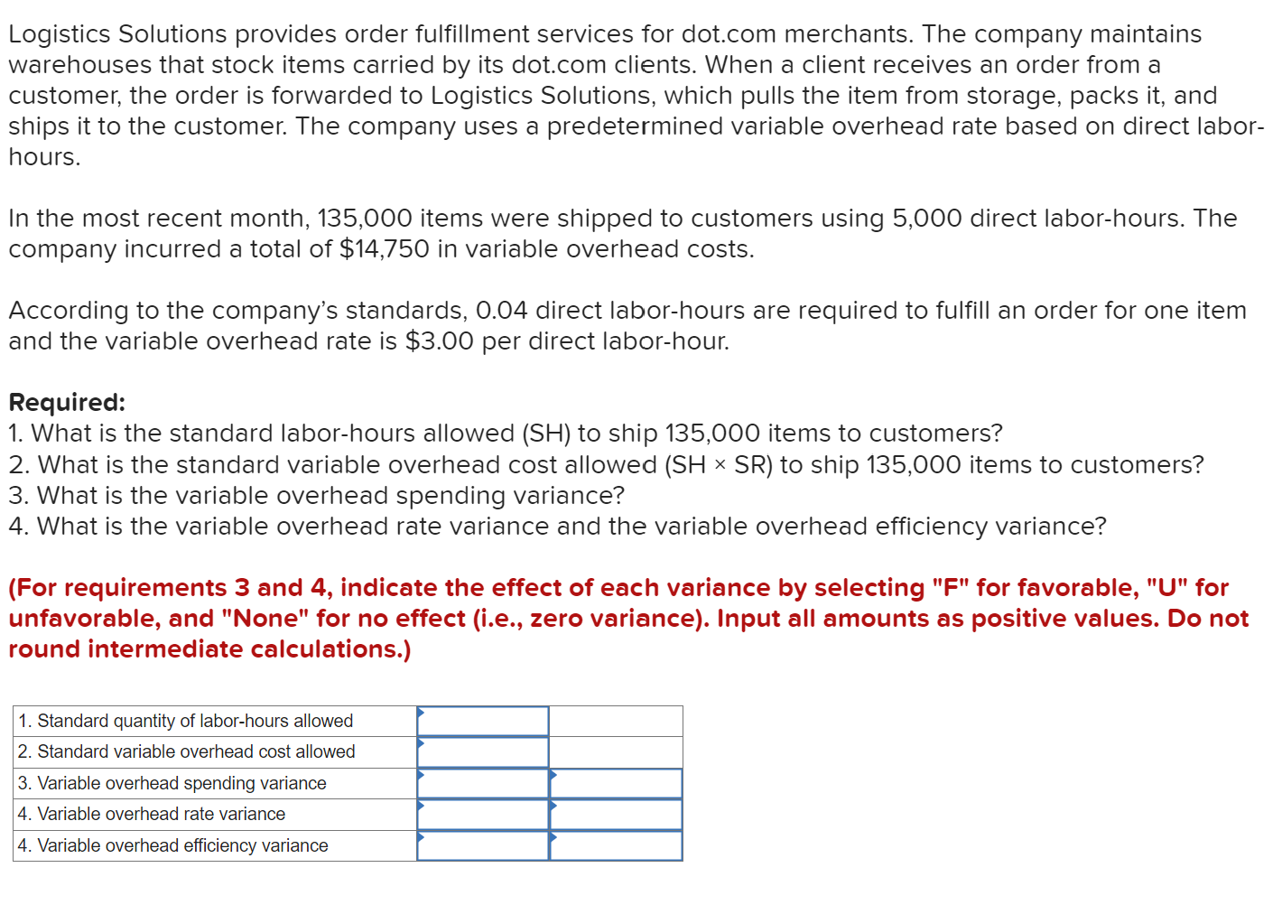 Solved Logistics Solutions provides order fulfillment | Chegg.com
