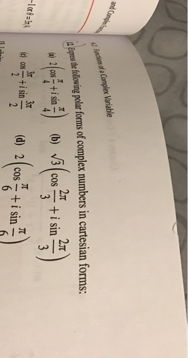 Solved Express the following polar forms of complex numbers | Chegg.com