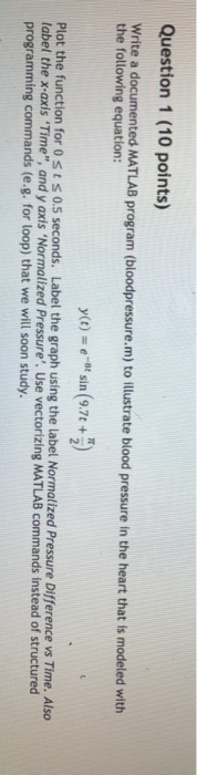 Solved Write a documented MATLAB program (bloodpressure.m) | Chegg.com