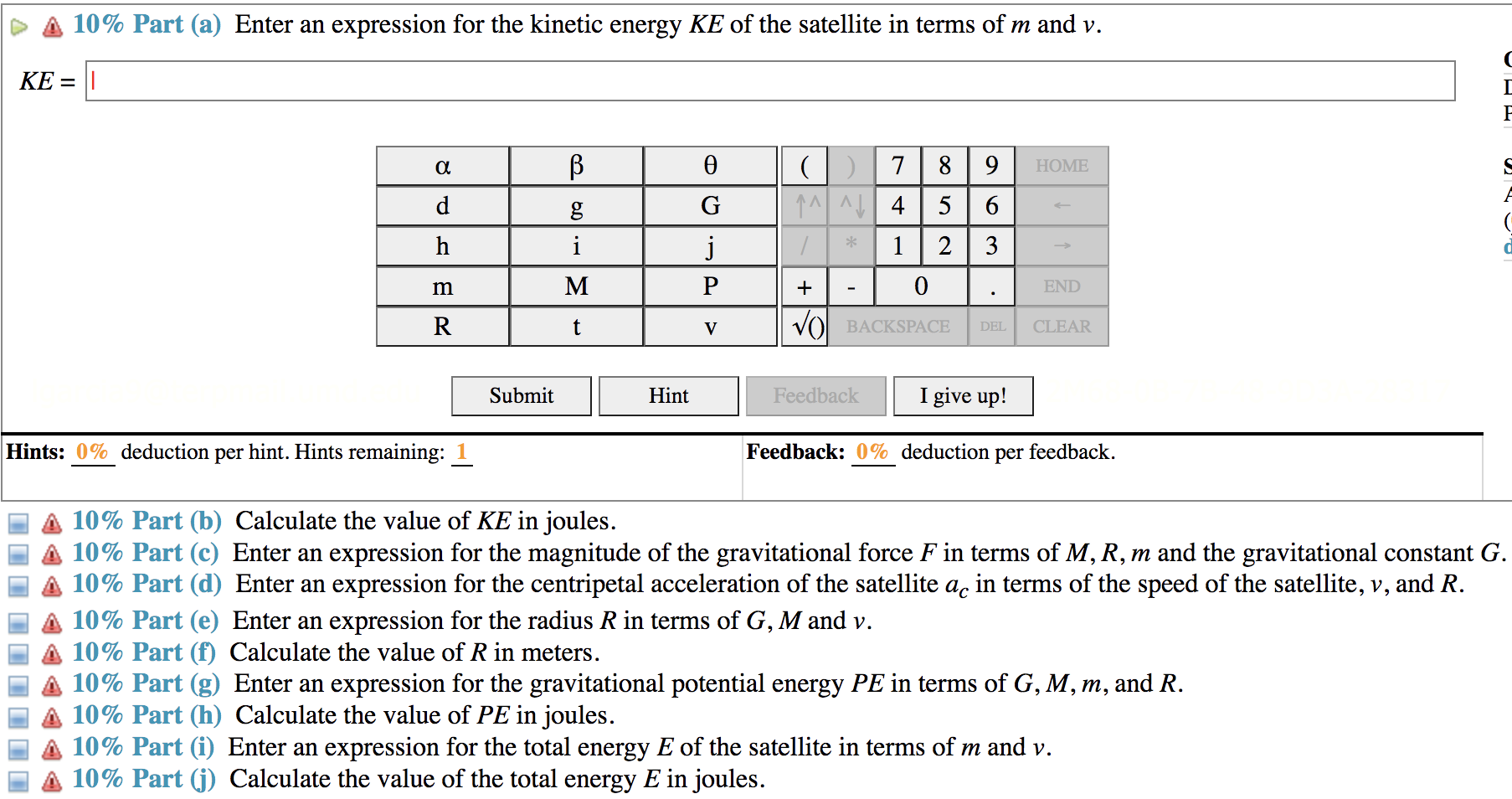 Solved (17%) Problem 3: A satellite is traveling around a | Chegg.com