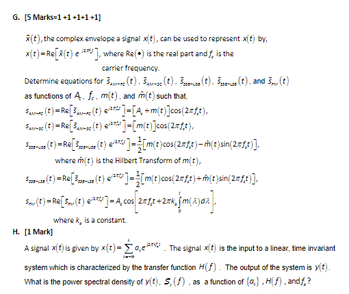 Solved Question 1 Analogue Modulation Consider The Analogue