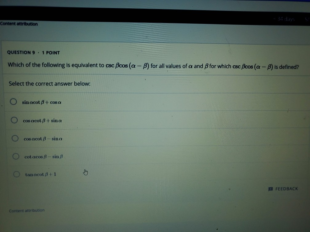 Solved Content attribution QUESTION 9 . 1 POINT Which of the | Chegg.com