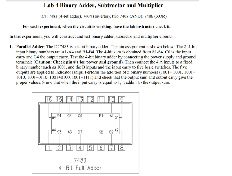 LAB 008 Bit Adder And Subtractor EXPERIMENT 14 4-BIT ADDER, 53% OFF
