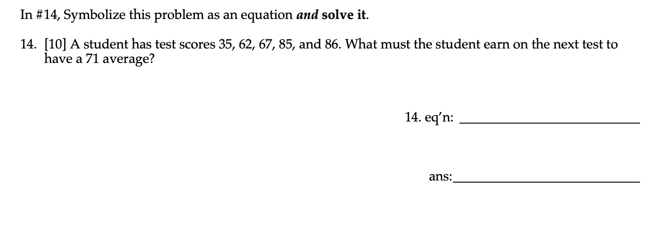 Solved In #14, Symbolize this problem as an equation and | Chegg.com