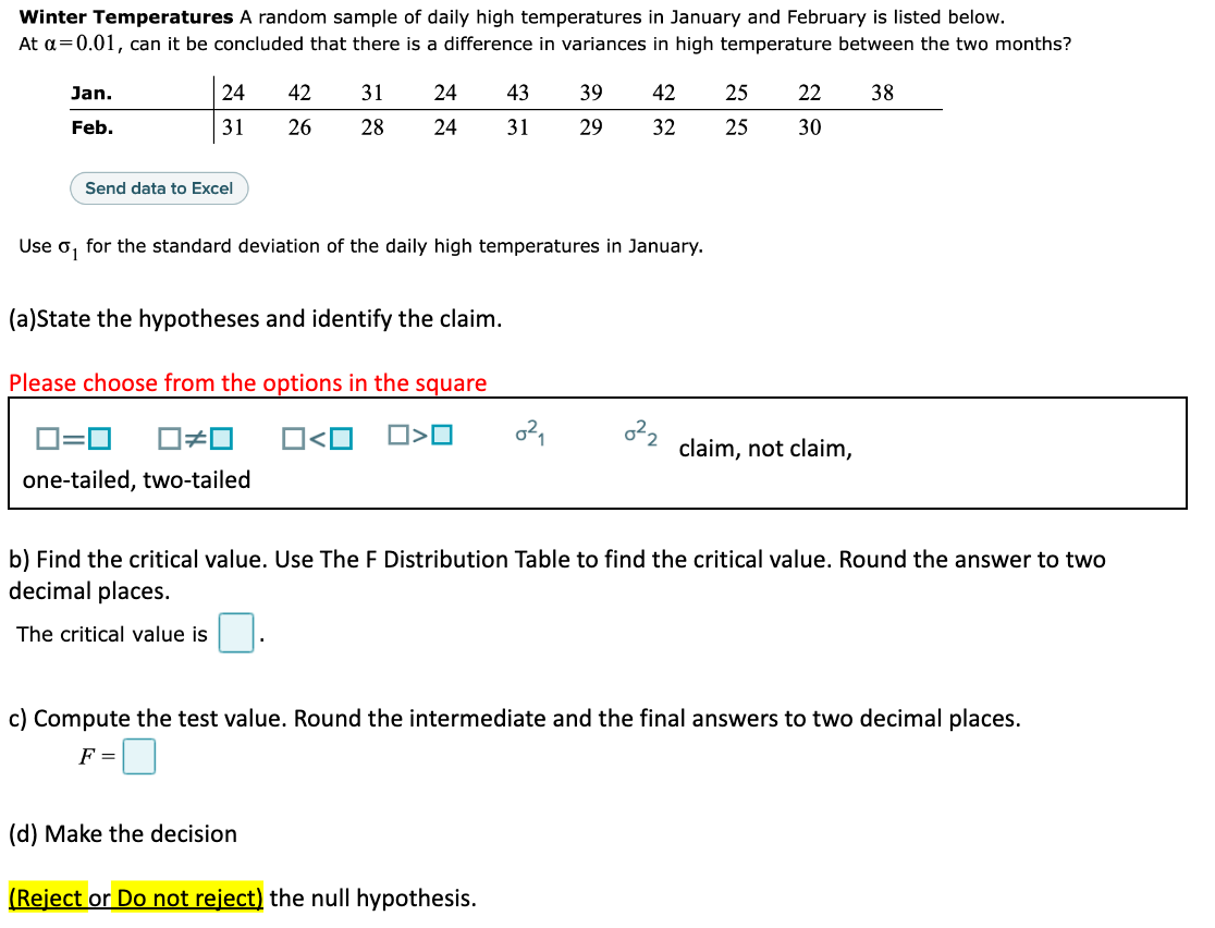 Solved Winter Temperatures A random sample of daily high | Chegg.com