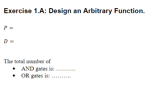 Solved Exercise 1: Design an Arbitrary Function. (1.A) | Chegg.com