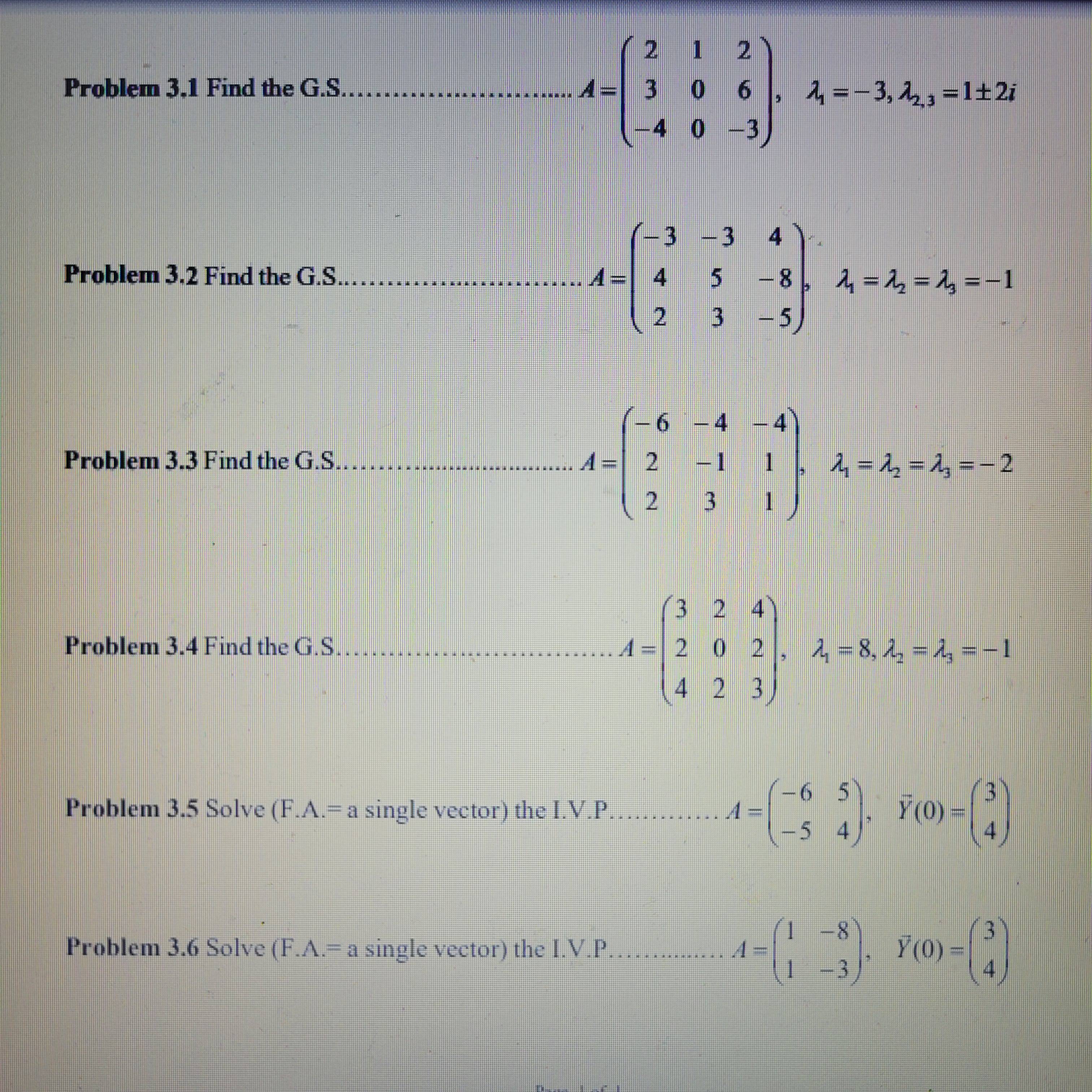 Solved Problem 3.1 Find the G.S. Problem 3.2 Find the G.S. | Chegg.com