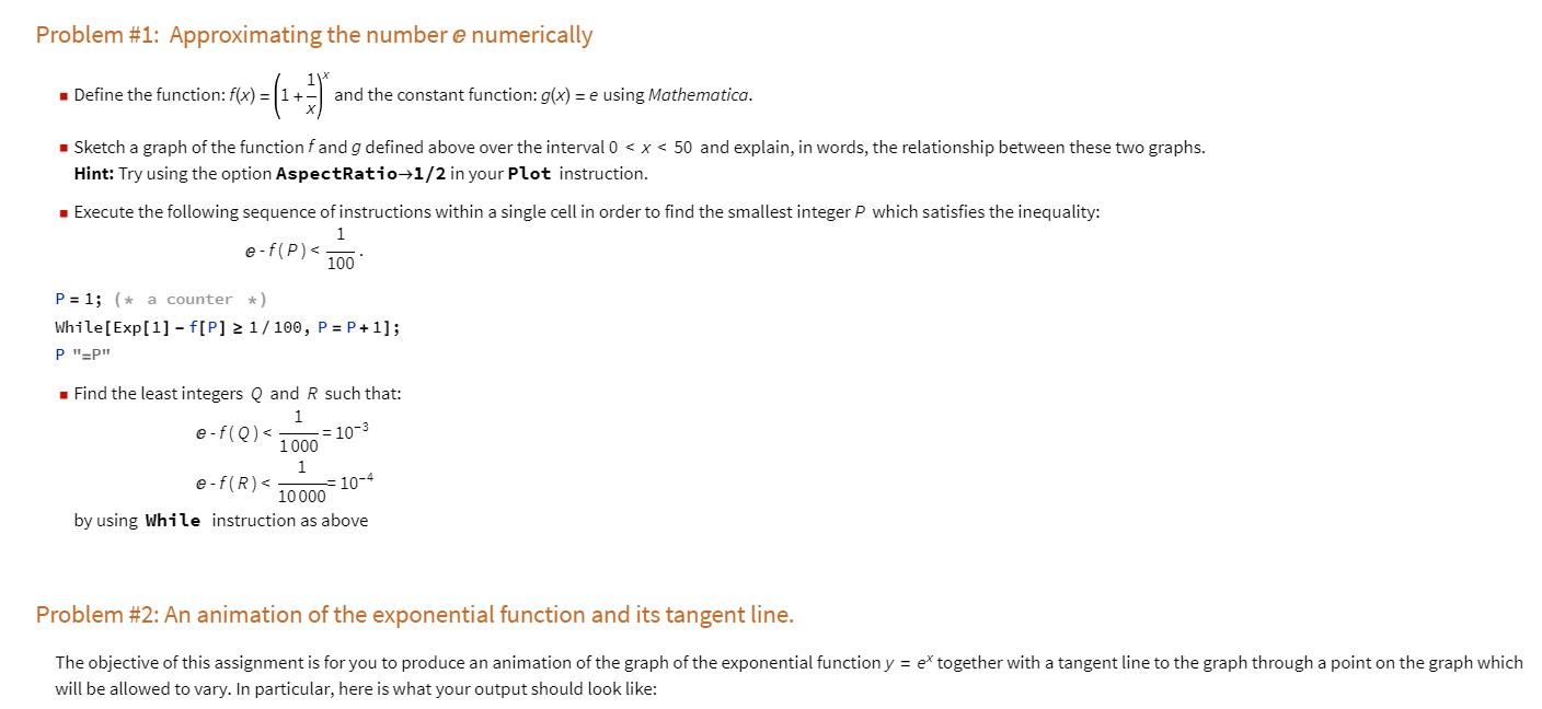 Problem \#1: Approximating the number e numerically - | Chegg.com