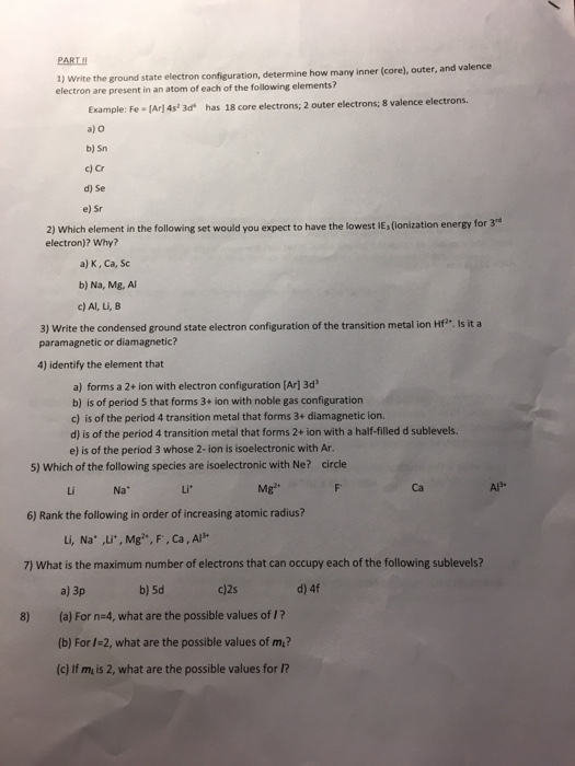 Solved Write The Ground State Electron Configuration