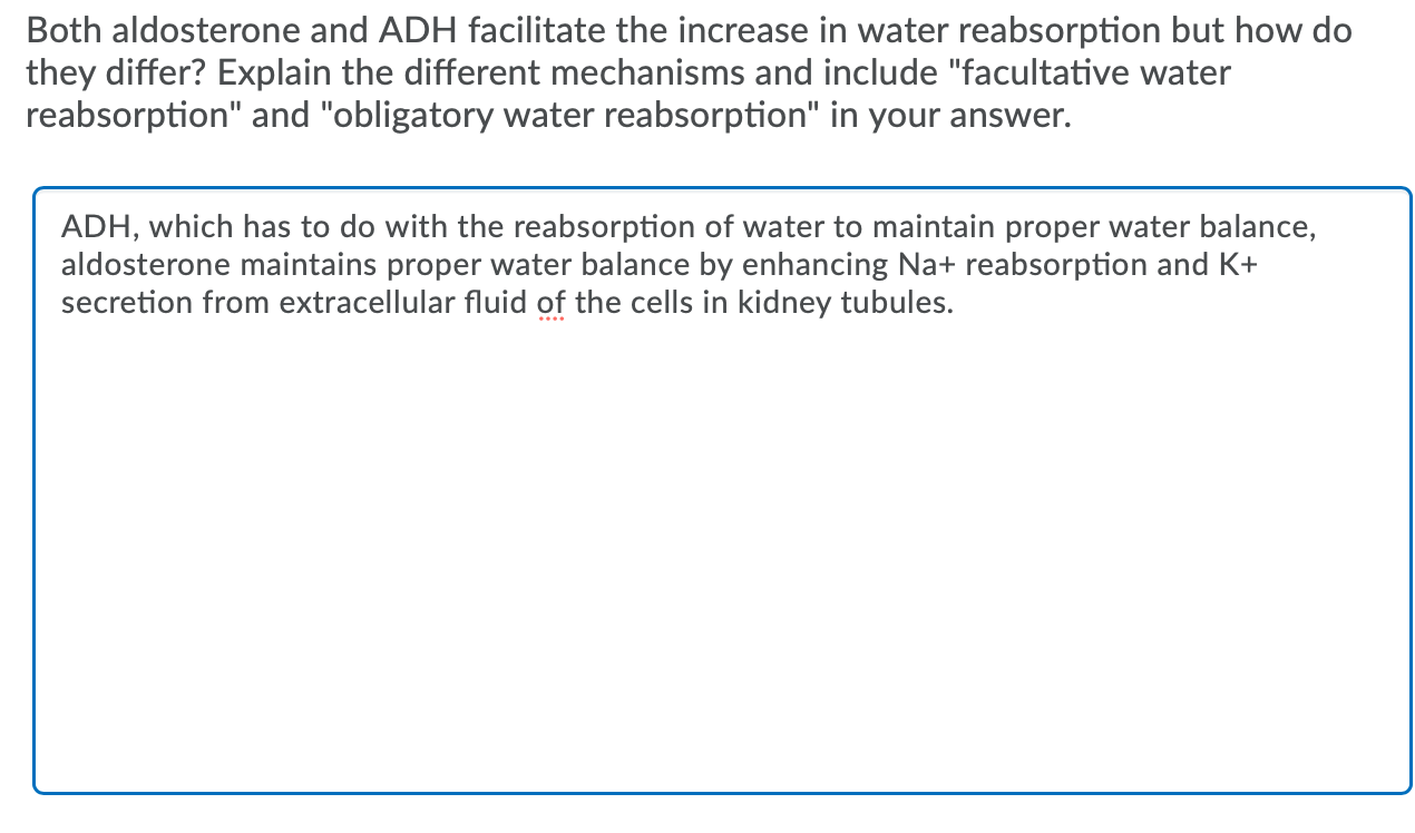 Solved Both aldosterone and ADH facilitate the increase in | Chegg.com
