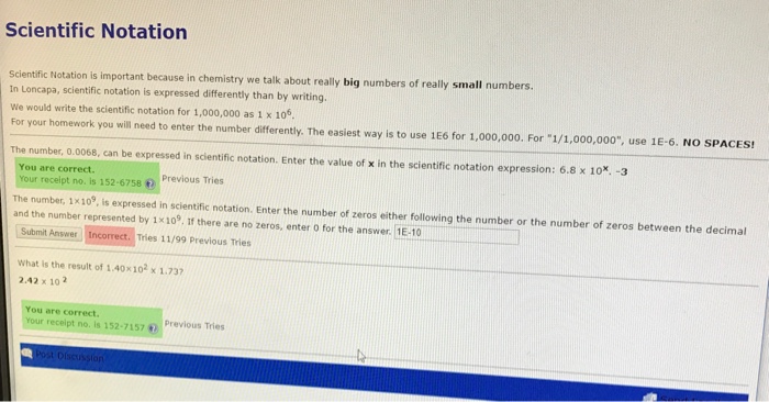 Solved Scientific Notation Scientific Notation is important | Chegg.com
