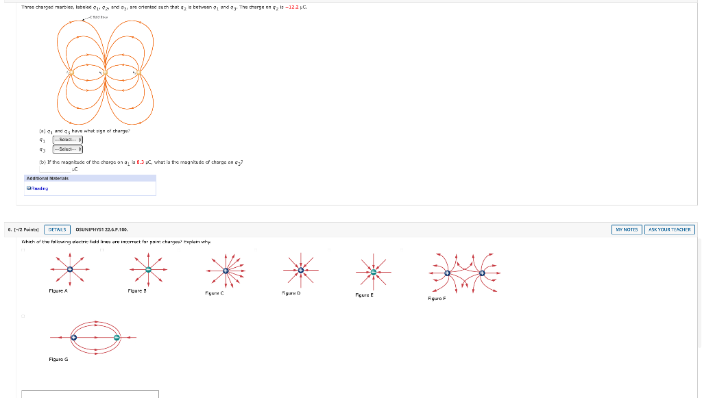Solved Three champed marbles, labeled q1,q2, and qy are | Chegg.com