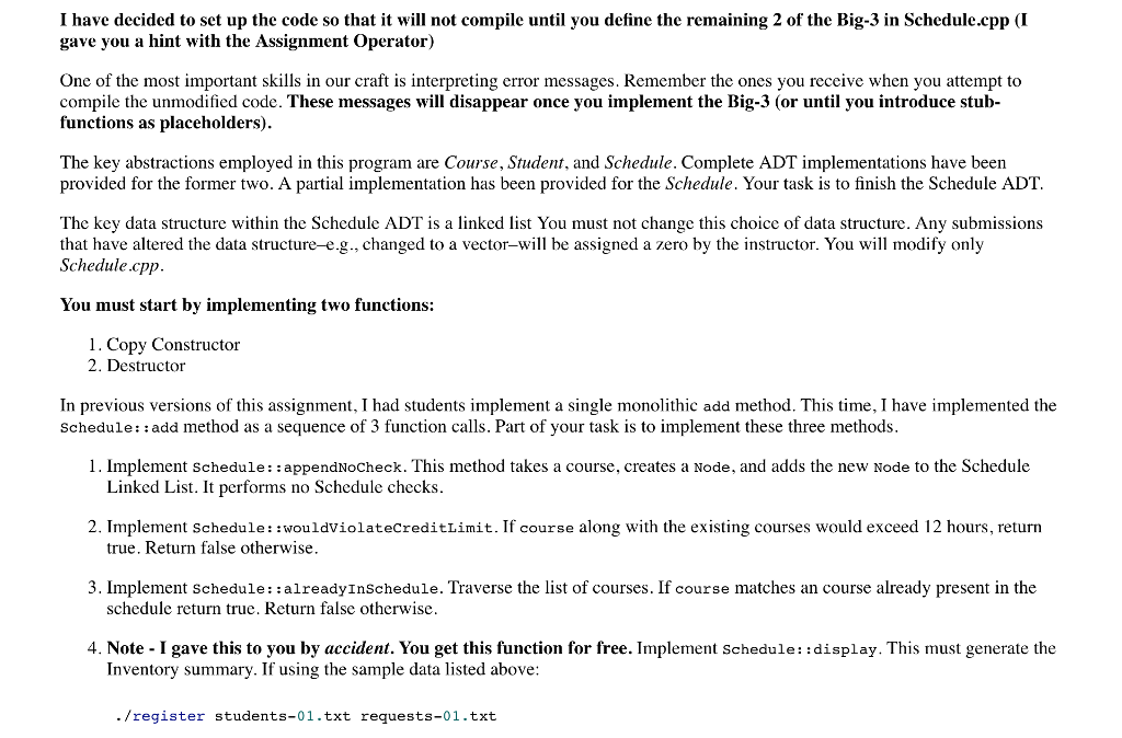 #include #include "Schedule.h" | Chegg.com