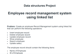 Solved Data structures Project Employee record management | Chegg.com