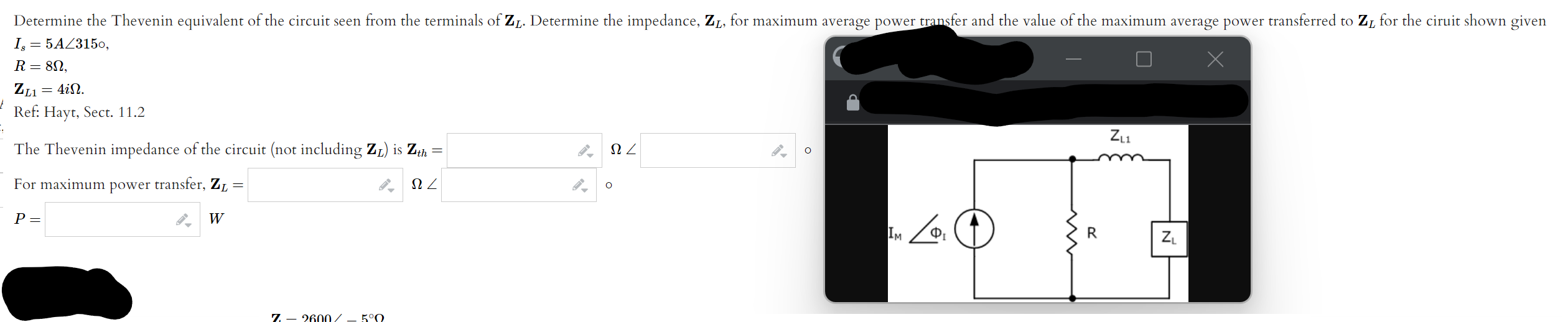 Solved Is=5A∠31 R=8Ω ZL1=4iΩ | Chegg.com