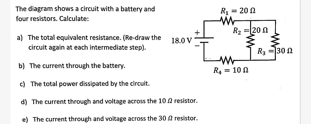 Solved The diagram shows a circuit with a battery and four | Chegg.com
