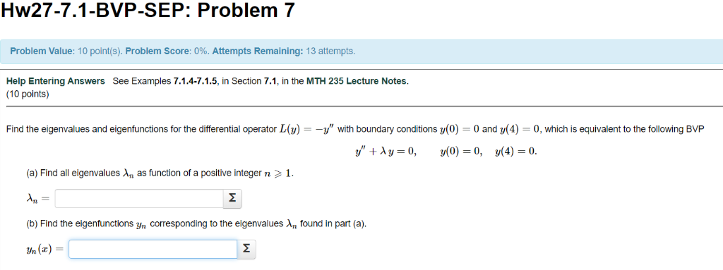 Solved Hw27-7.1-BVP-SEP: Problem 7 Problem Value: 10 | Chegg.com