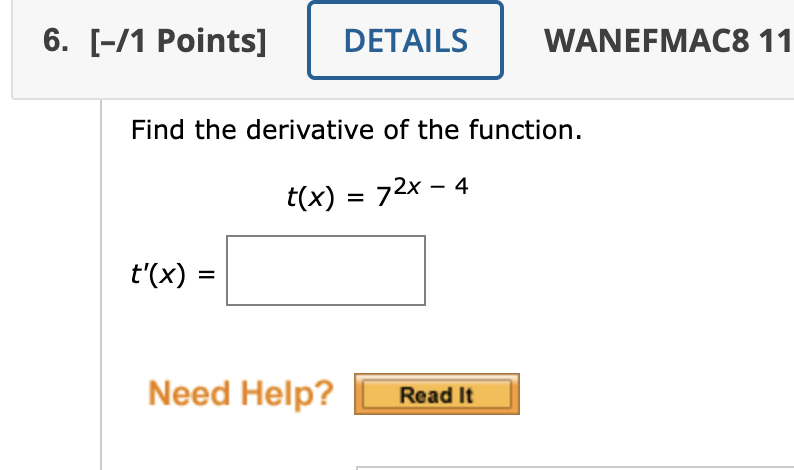 Solved Find the derivative of the function. | Chegg.com