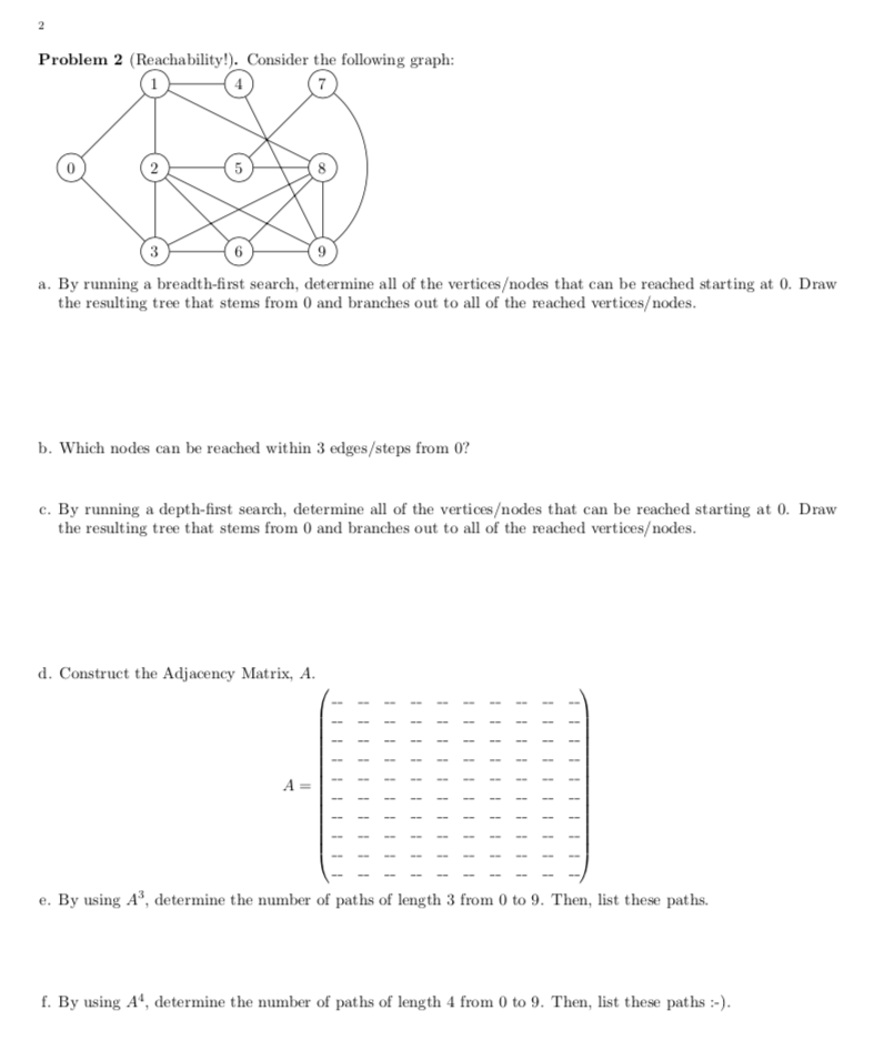 Solved Problem 2 (Reachability!). Consider the following | Chegg.com