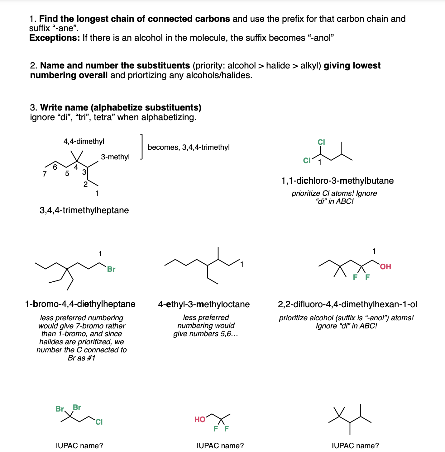 Solved suffix "-ane".Exceptions: If there is an alcohol in | Chegg.com