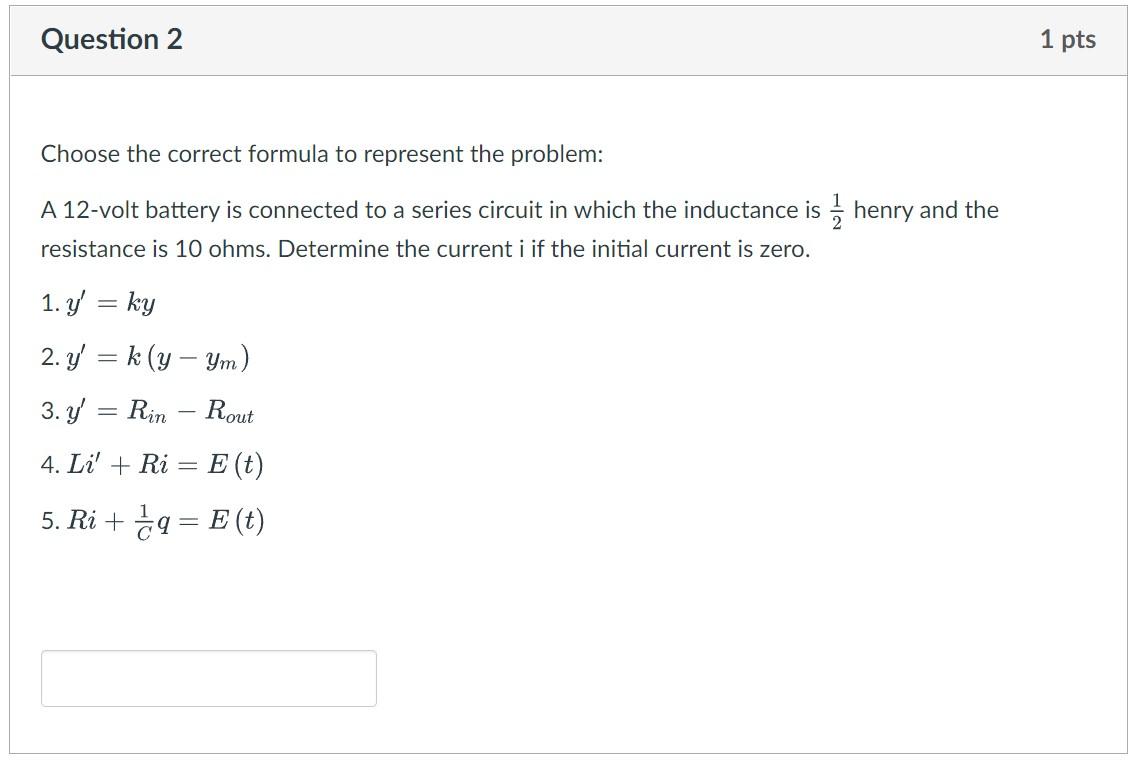 Solved Choose the correct formula to represent the problem: | Chegg.com