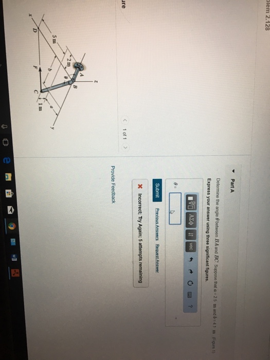 Solved Determine the angle between BA and BC. Suppose a = | Chegg.com