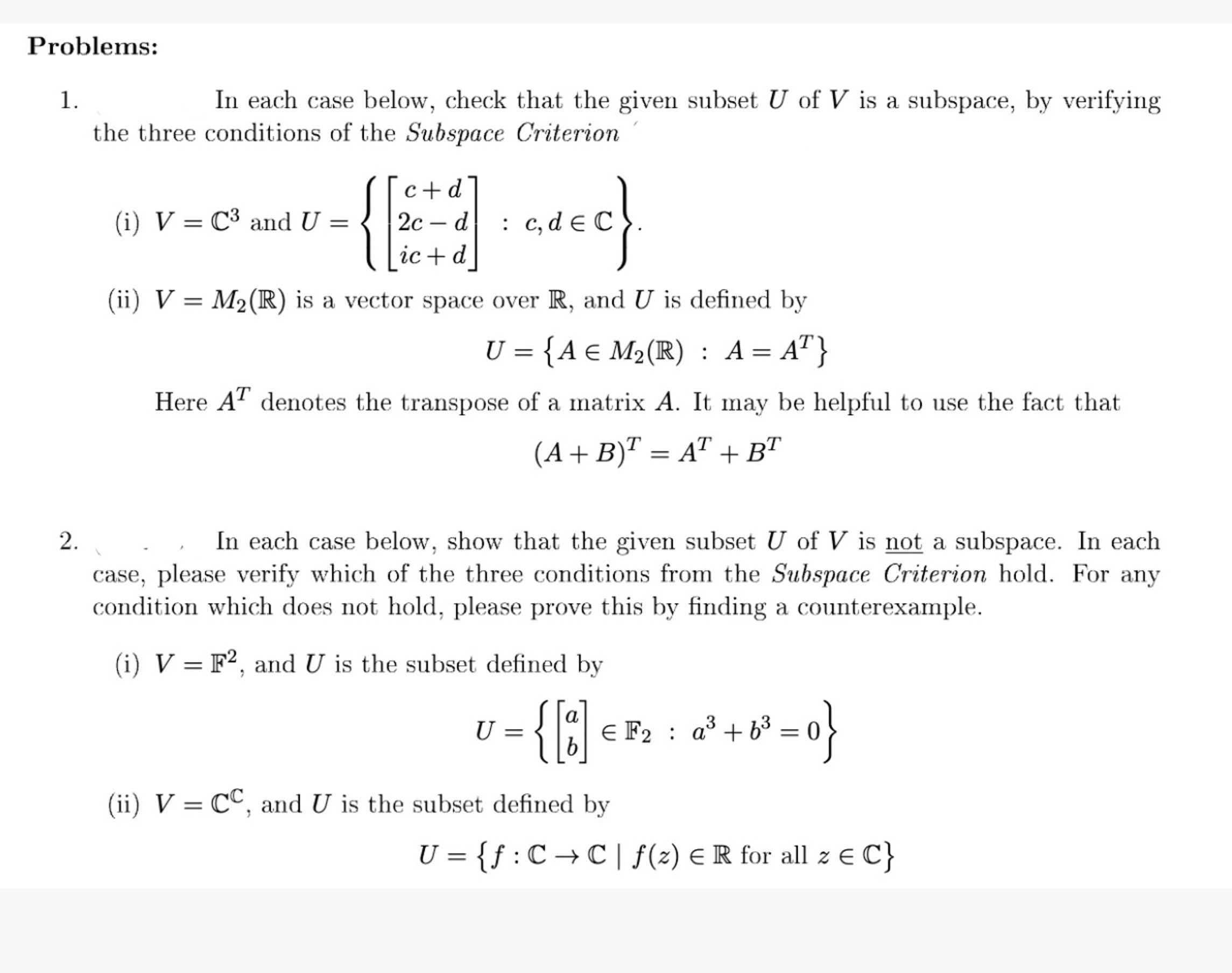 Solved Problemsin Each Case Below Check That The Given 