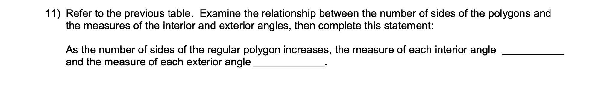 Solved Complete the table. Note: Each polygon is regular. | Chegg.com