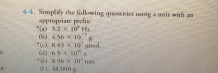 Solved Simplify the following quantities using a unit with | Chegg.com