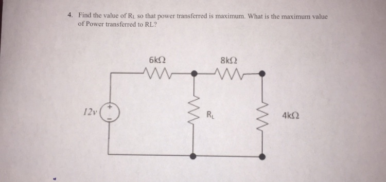 Solved Find the value of RL so that power transferred is | Chegg.com