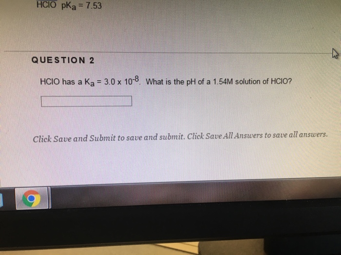 Solved HCIO has a k_a = 3.0 times 10^-8. What is the pH of a | Chegg.com