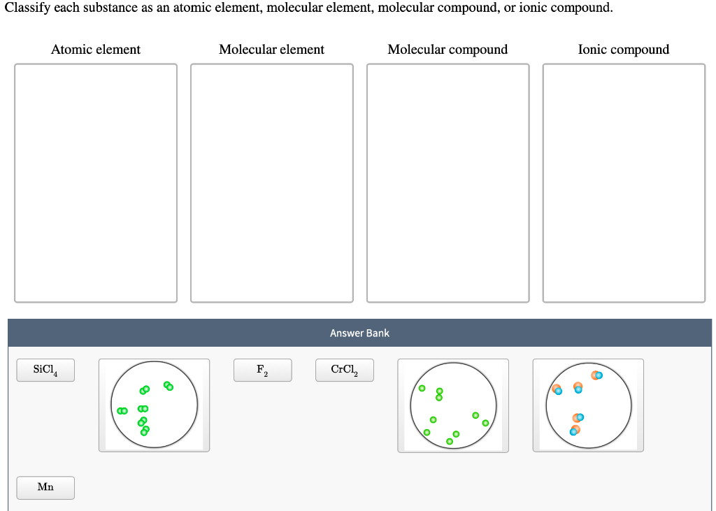 Solved Classify each substance as an atomic element, | Chegg.com