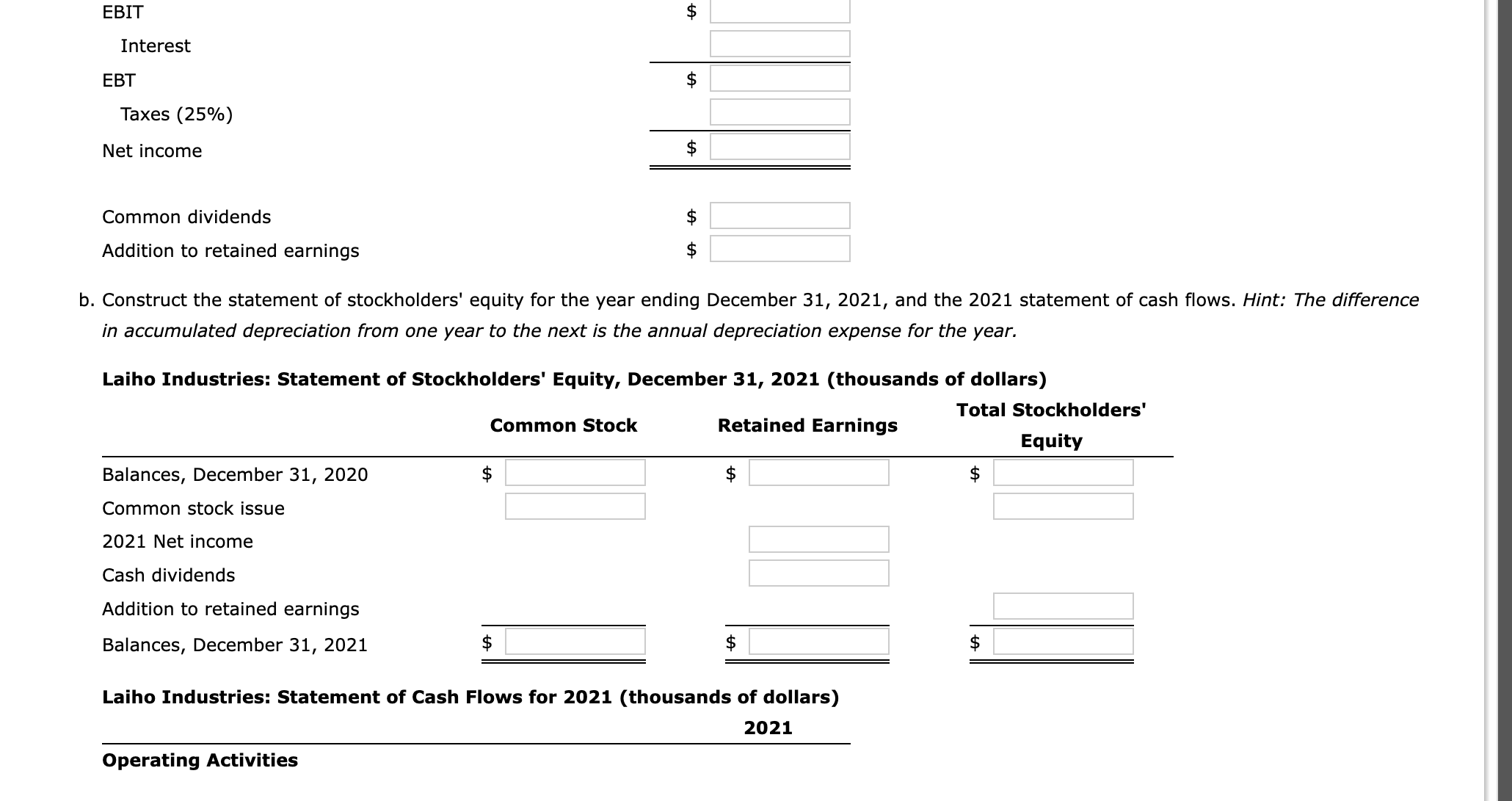 Solved Excel Activity: Financial Statements, Cash Flow, and | Chegg.com