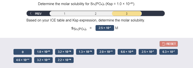 Solved Determine the molar solubility for Sr₃(PO₄)₂ (Ksp = | Chegg.com