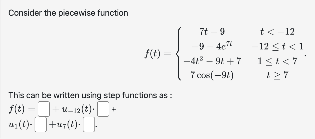 Solved Consider the piecewise function | Chegg.com