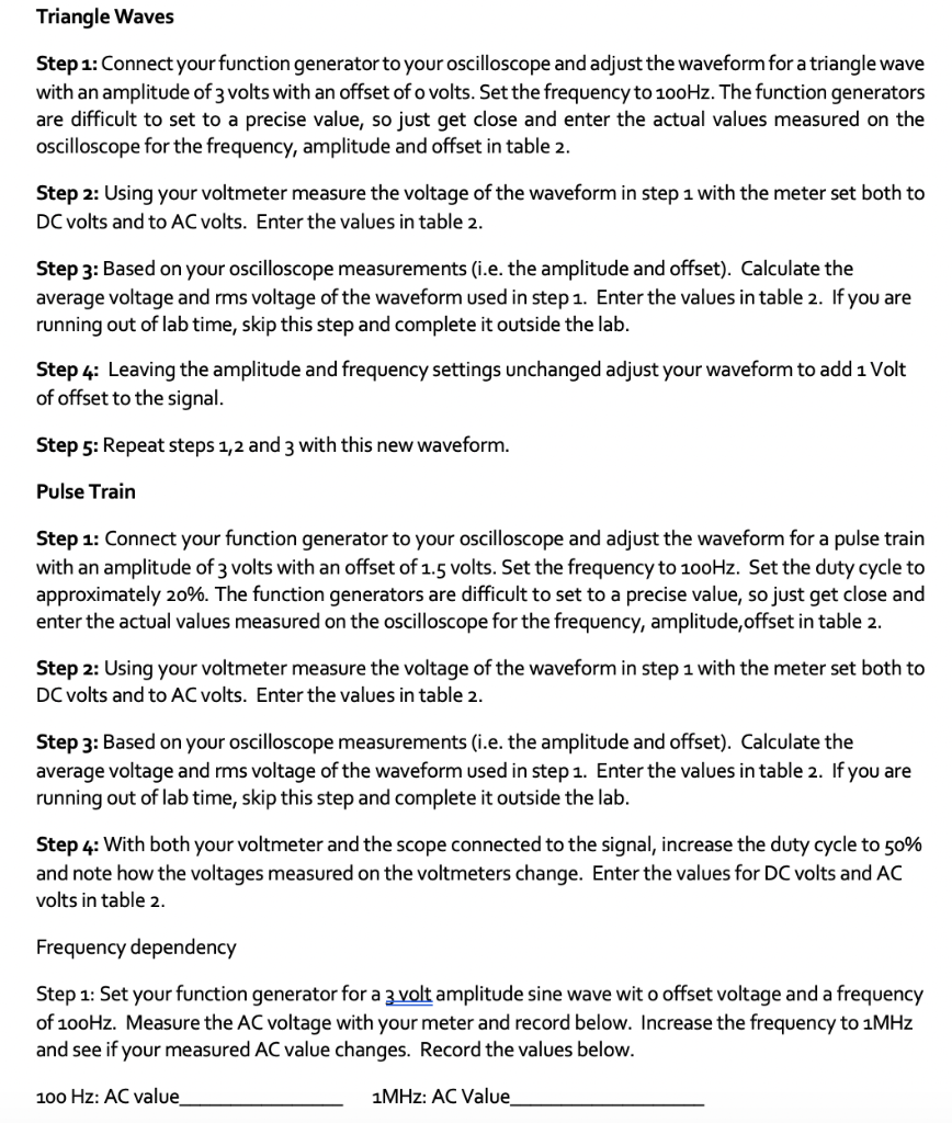Solved EXPERIMENT Sine Waves Step 1: Connect your function | Chegg.com