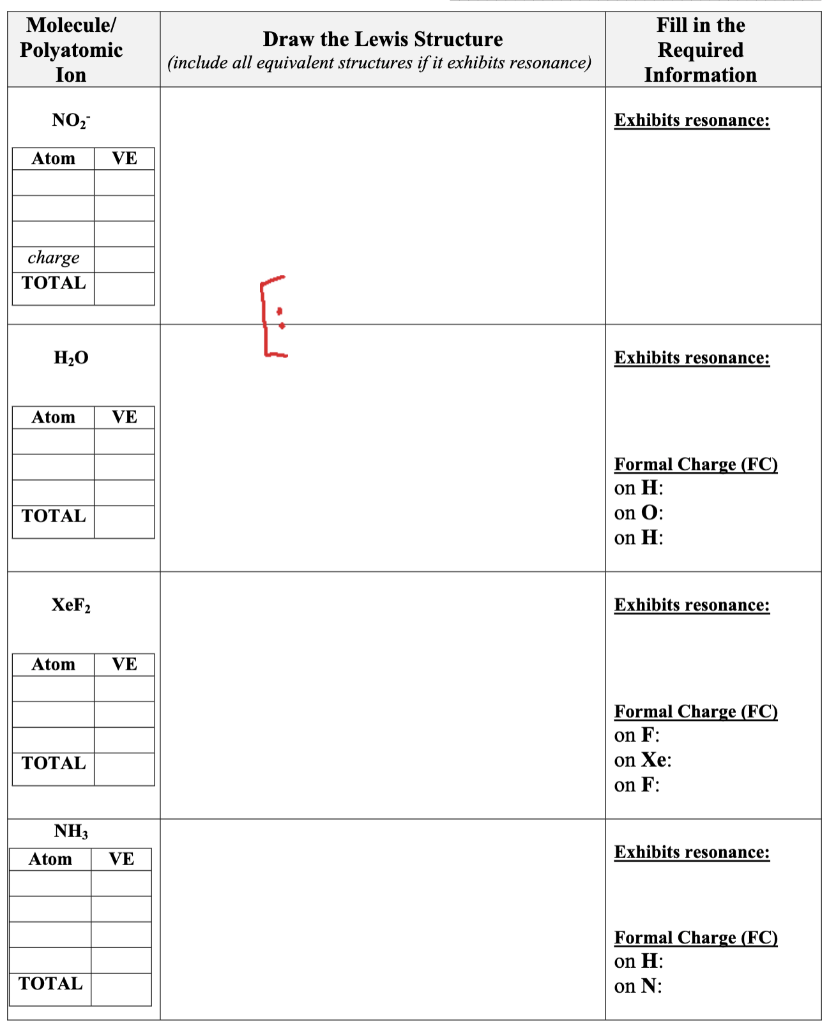 Solved Molecule/ Polyatomic Ion Draw the Lewis Structure | Chegg.com