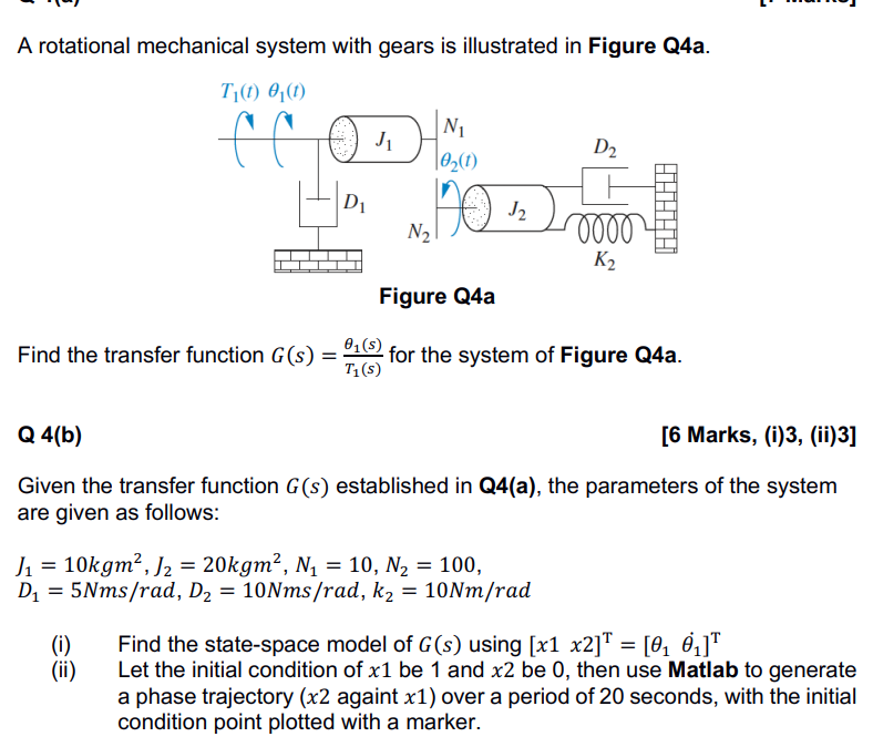 Solved A rotational mechanical system with gears is | Chegg.com