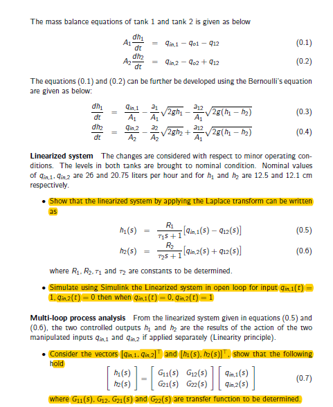 Find G11,G12,G21,G22, Process Description The process | Chegg.com