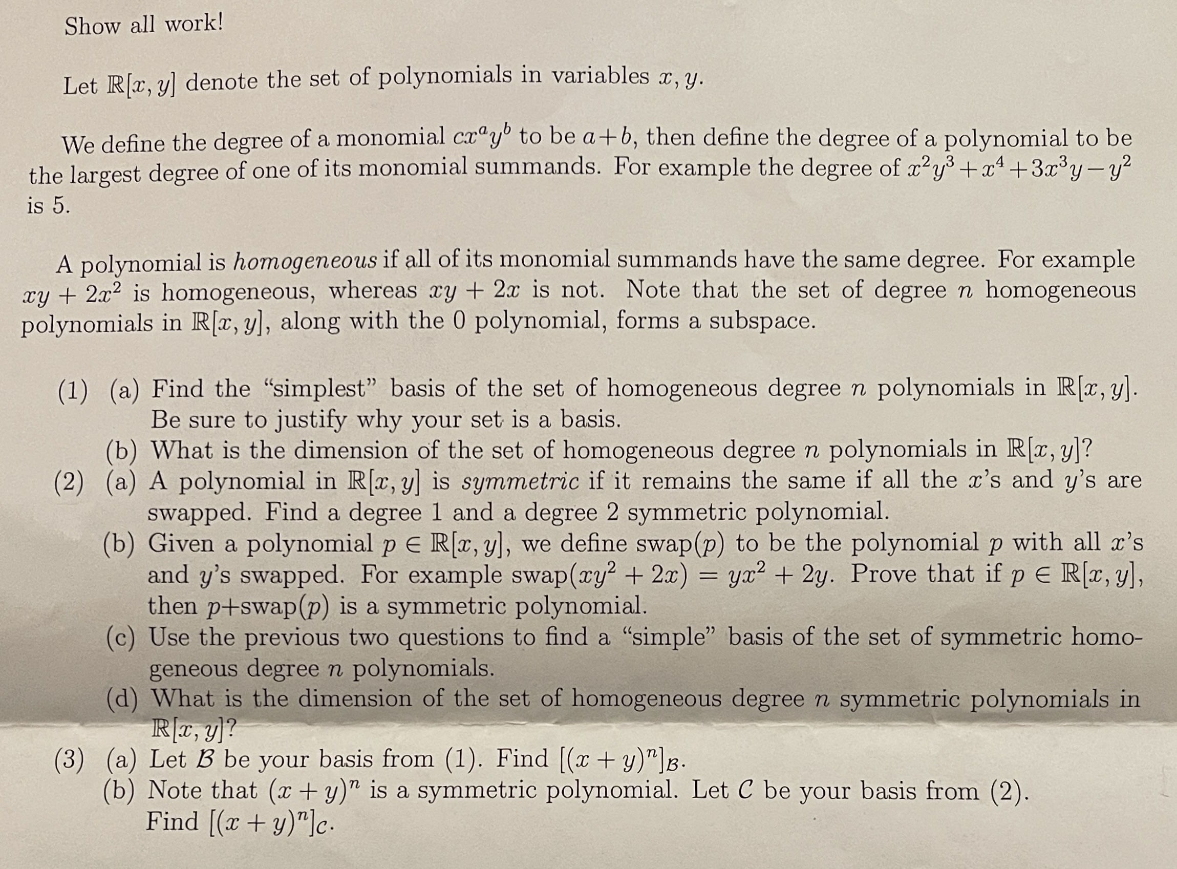 Solved Let R[x,y] denote the set of polynomials in variables | Chegg.com