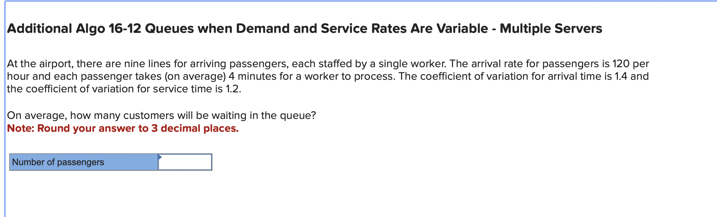 Solved Additional Algo 16-12 Queues when Demand and Service | Chegg.com